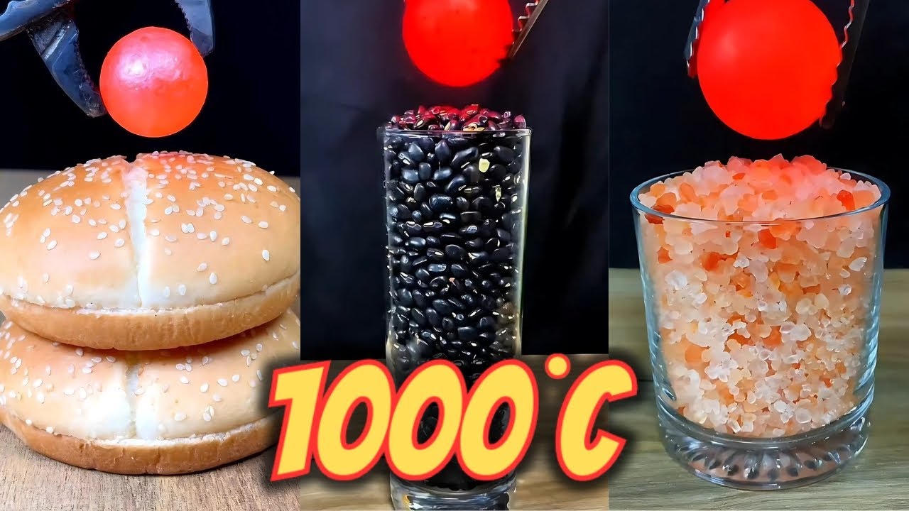 Glowing 1000 Degree Metal Balls Vs. HAMBURGER, EGGS and HAIRSPRAY ...
