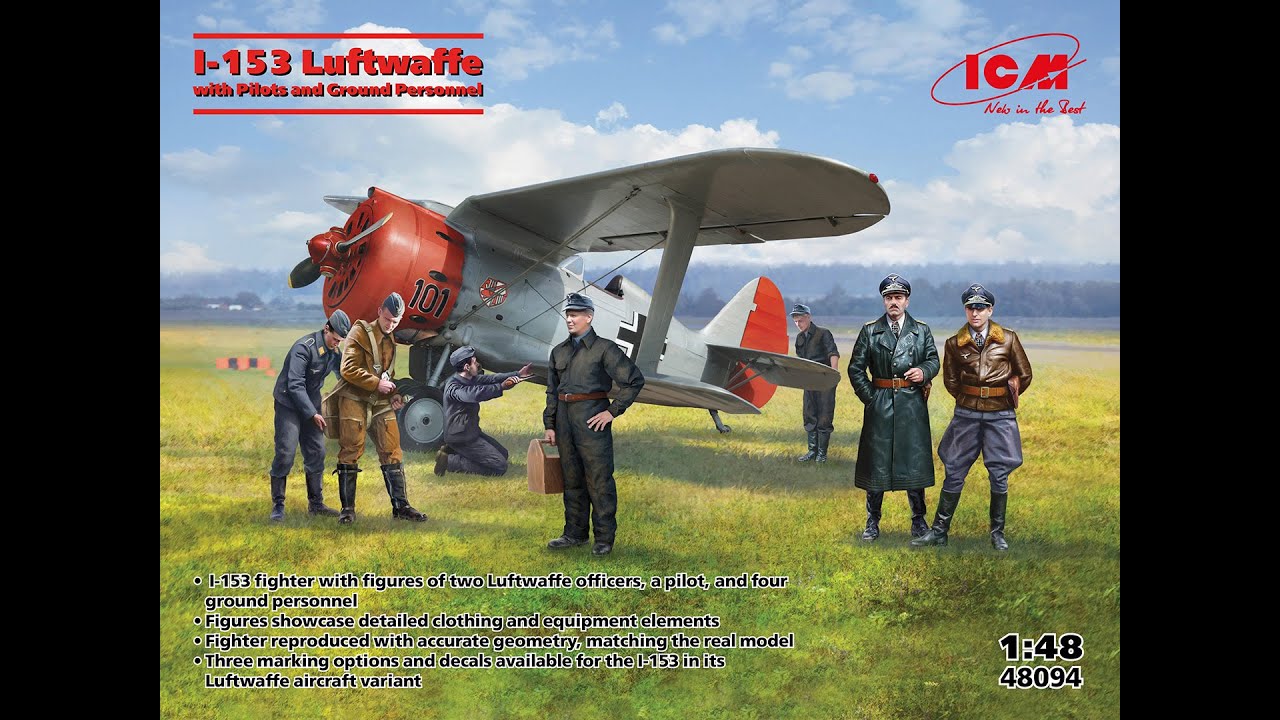ICM I-153 With WW2 Luftwaffe Personnel (48097) kit review - YouTube