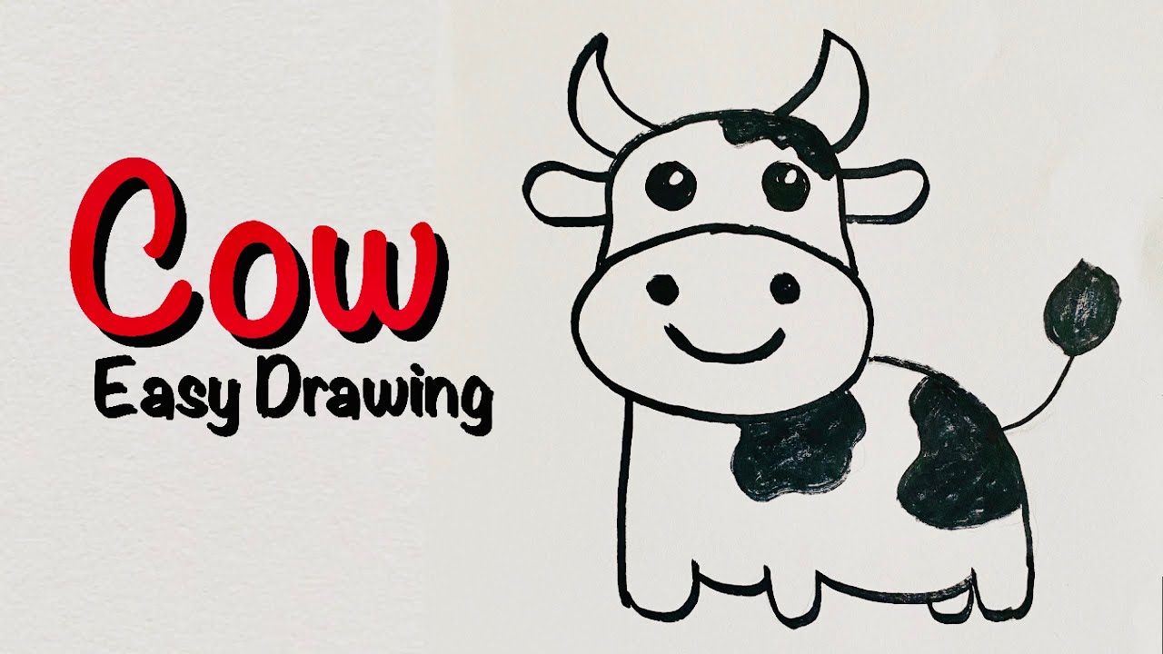 How to draw a Cow | | Easy drawing | | Animal drawing | | Cow drawing ...