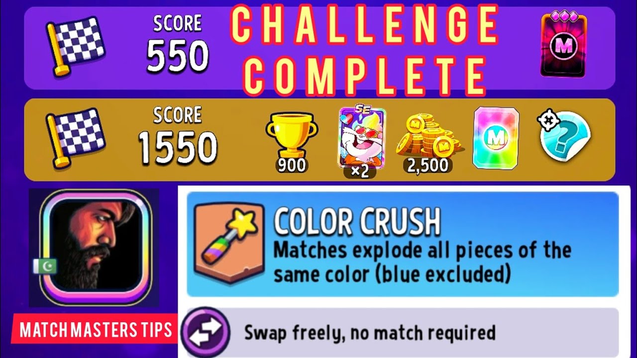Match Masters Solo Challenge Score Rally Color Crush 6 Moves 1550 Score ...