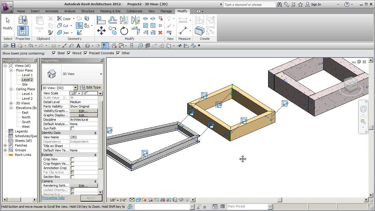 REVIT ARCH 2012 GEOMETRY 07 BEAM JOINS COPY - YouTube