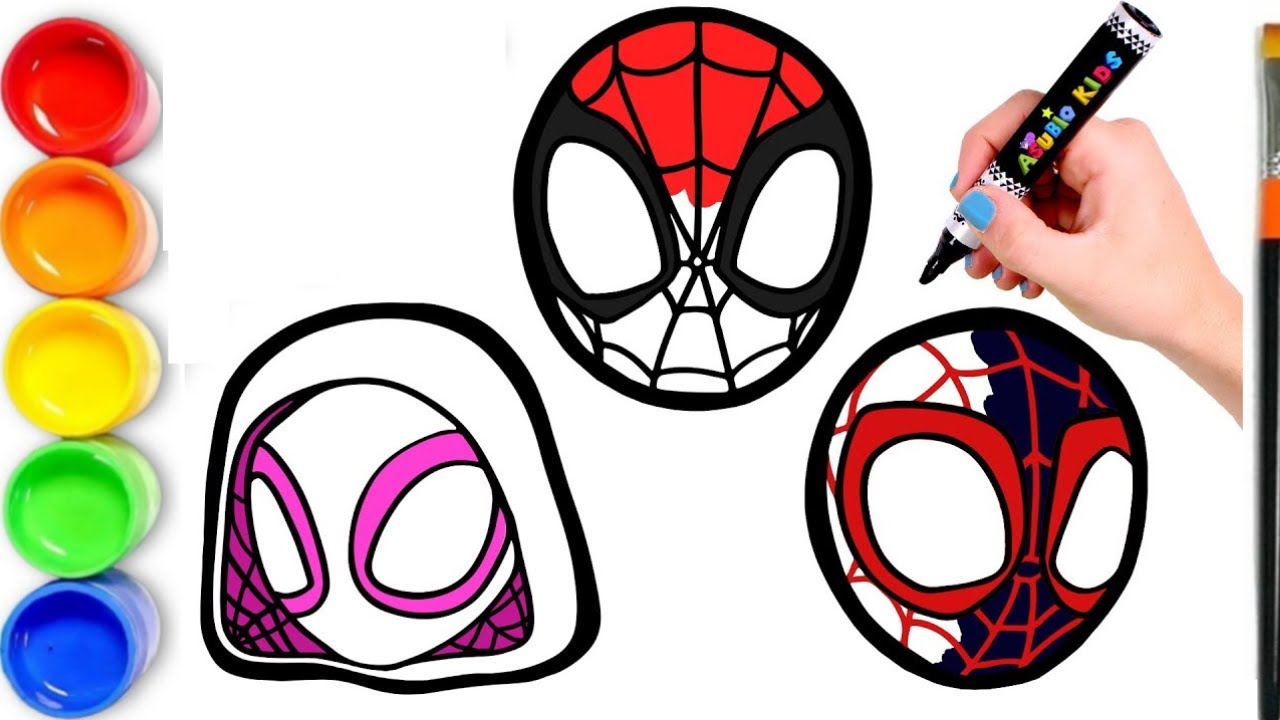 Drawing and Coloring SPIDEY and His Amazing Friends 🔴⚫🟣 - YouTube
