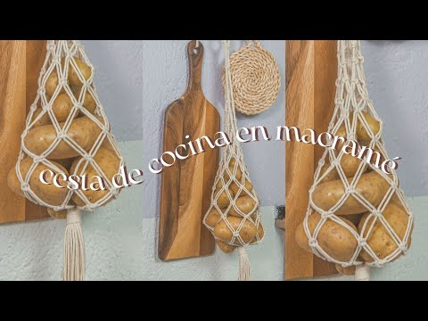 CESTA DE ALMACENAJE DE MACRAMÉ | BOLSA DE COCINA CON NUDOS FÁCILES