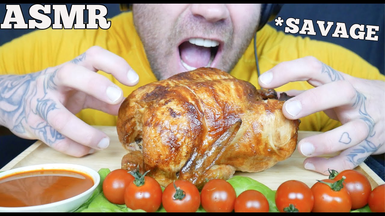 ASMR WHOLE ROTISSERIE CHICKEN (EATING SOUNDS) NO TALKING *HUBBY EDITION ...