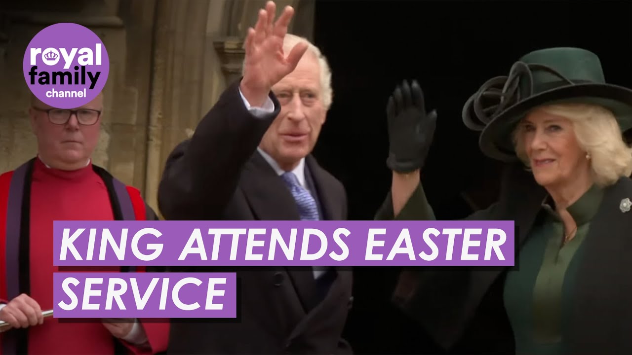 The King and Queen Attend Easter Sunday Church Service - YouTube