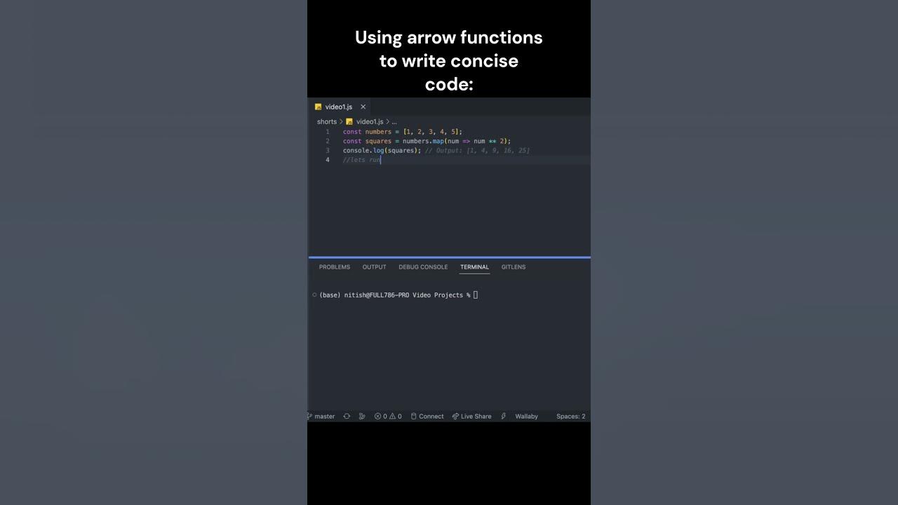 Using Arrow Functions To Write Concise Code Javascript Codesecret Code Programming Shorts