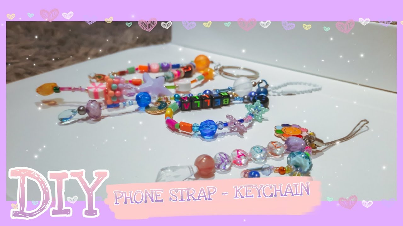 DIY AESTHETIC BEADED PHONE STRAP AND KEYCHAIN | CARA MUDAH MEMBUAT ...