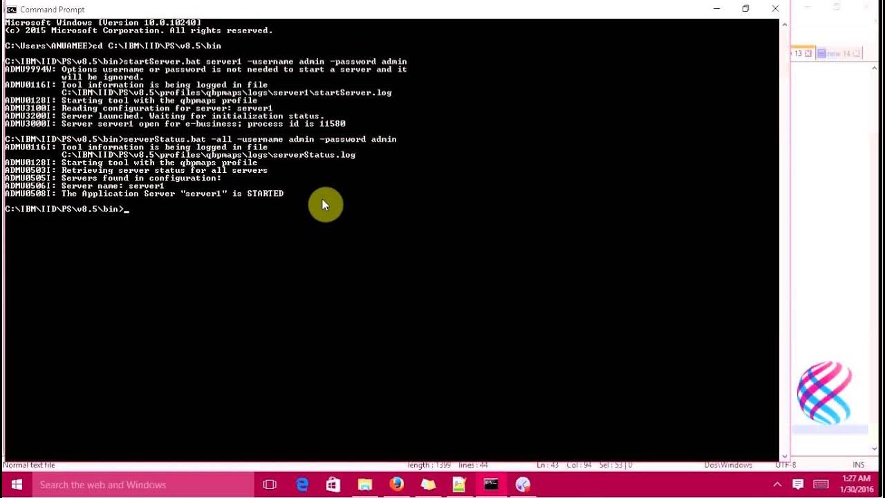 IBM BPM Process Server starting and stopping by Command Prompt - YouTube