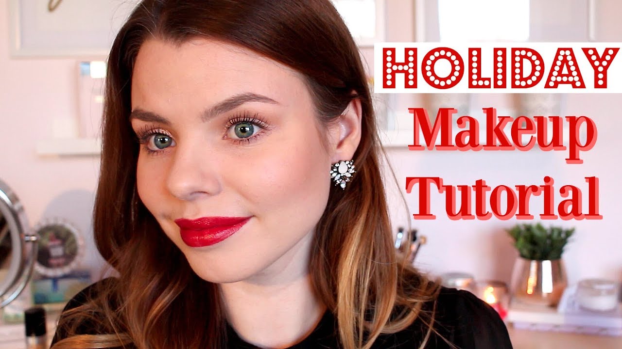 RED LIP Holiday Makeup Tutorial - YouTube