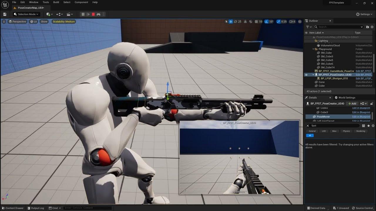 FPS Template Tutorial(FPST v2.2, UE4 Mannequin) - 12 How to use Low poly Shooter Weapon and Anim ...