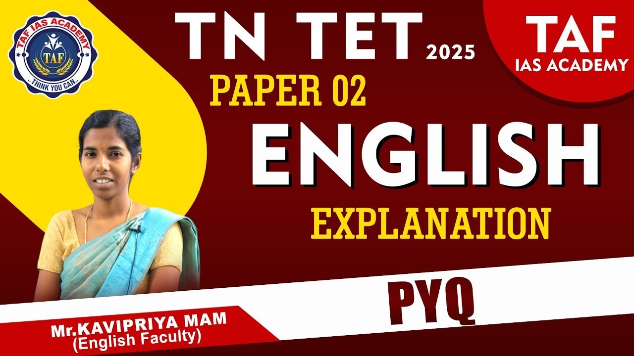 TET PAPER 2 | ENGLISH PYQ EXPLANATION PART 03 | KAVI PRIYA MAM | TAF ...