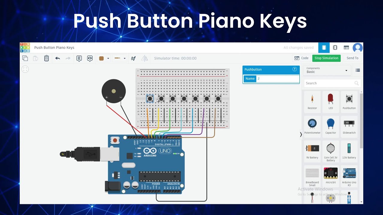 Push Button Piano with Arduino | Tinkercad Project - YouTube