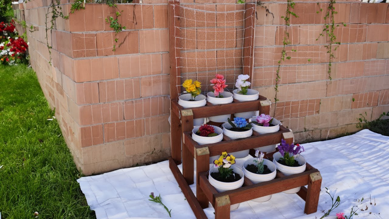 DIY Raised Pots Container Garden - YouTube
