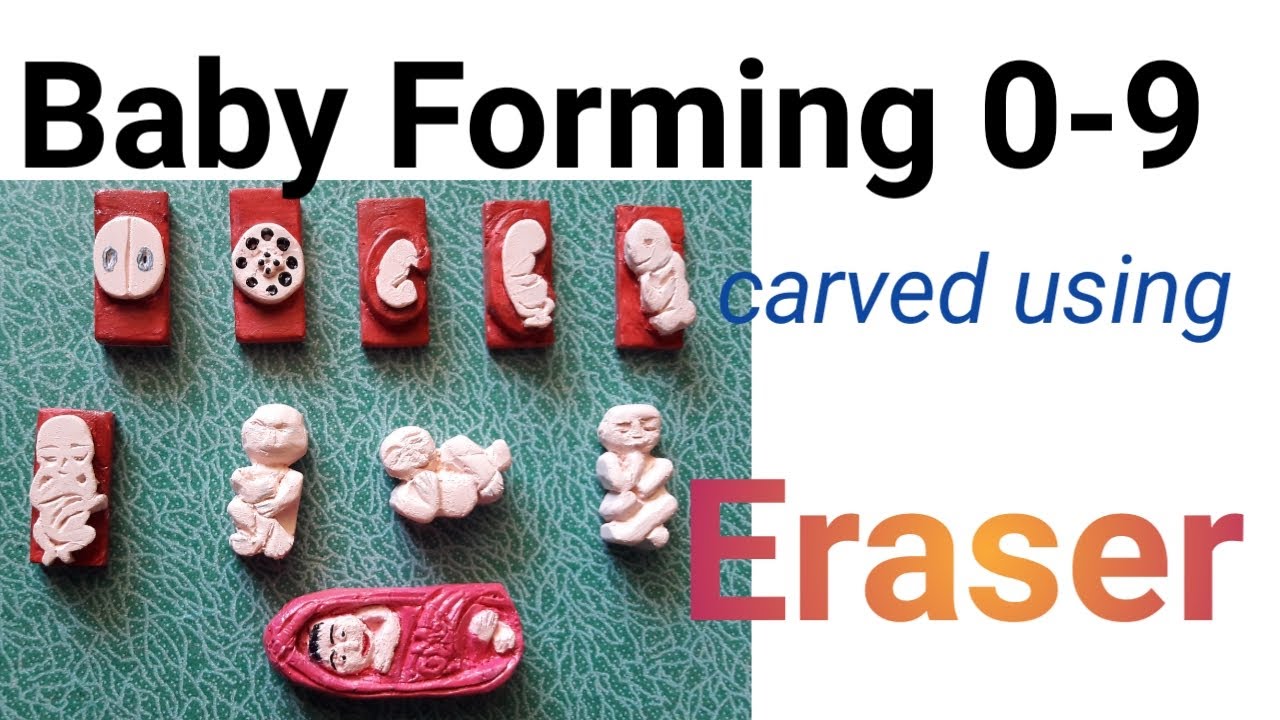 Baby Forming 0-9# carved using eraser |baby forming craft idea's👶🏻👶🏻👶🏻# ...