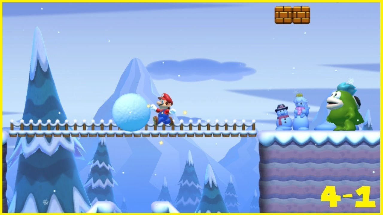 Super Mario : 3 Worlds | World 4 - Frozen Flurries | Level 1 - Icicle ...