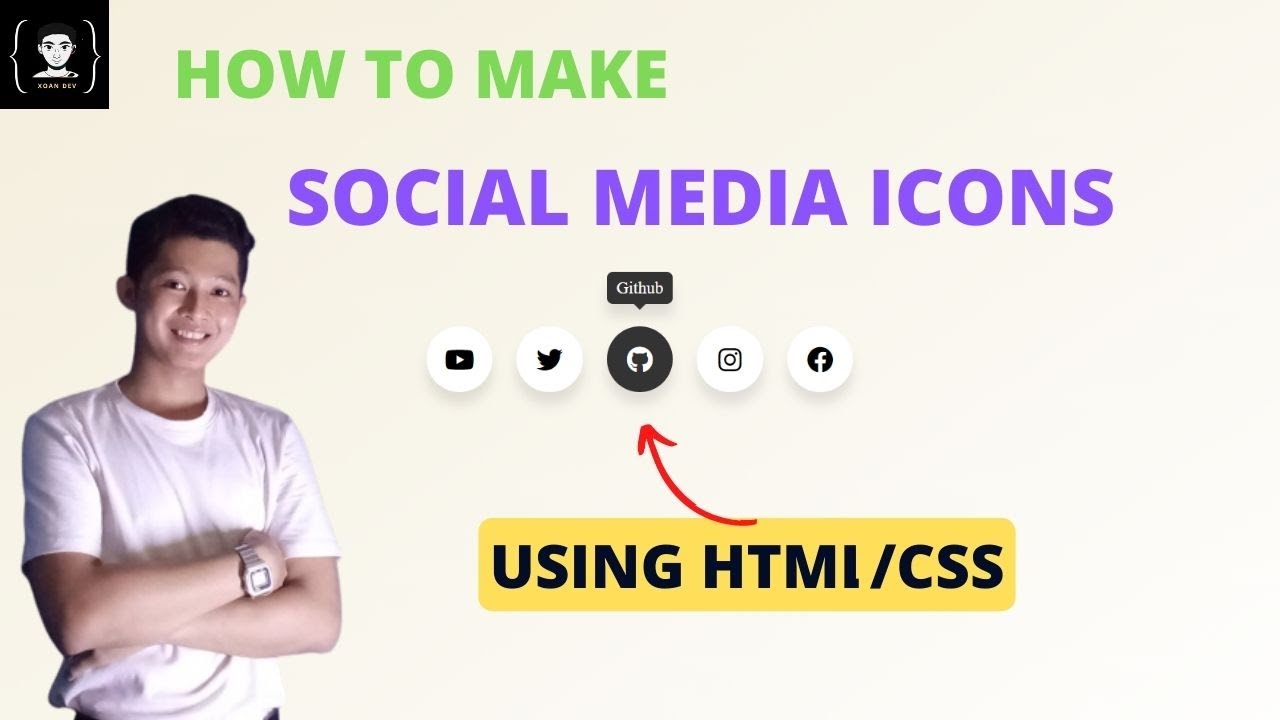 Design Social Media Buttons With Tooltip On Hover Using Html And Css