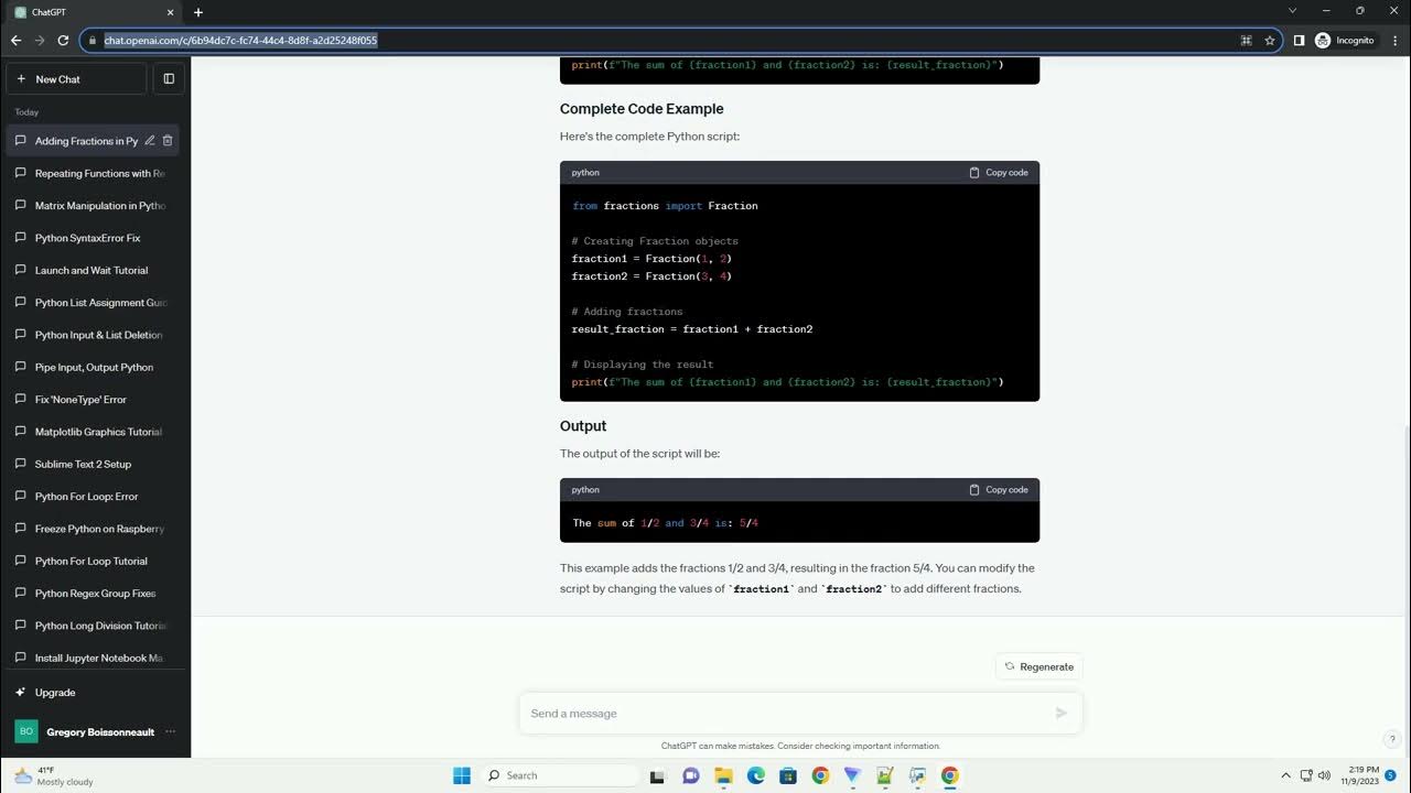 adding two fractions in python - YouTube