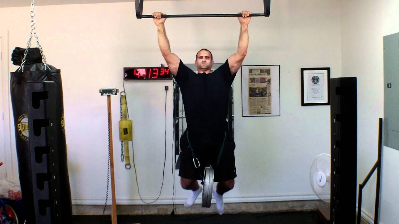 Weighted Pull ups with 32 KG / 70 lbs @ 205 lbs - YouTube