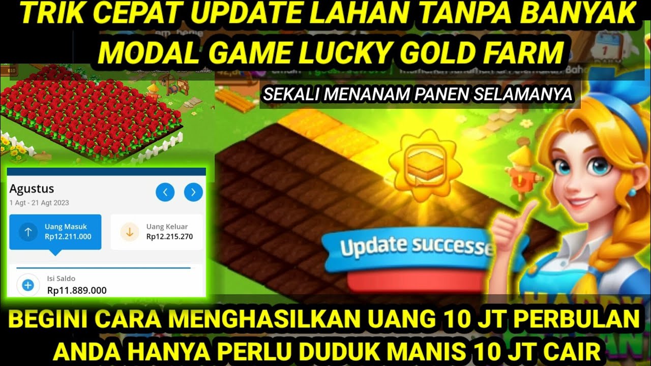 Trik cepat update lahan tanpa banyak modal di game lucky gold farm ...