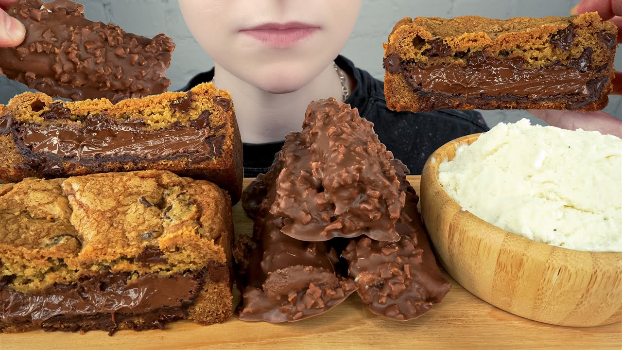 ASMR NUTELLA STUFFED CHOCOLATE CHIP COOKIE & ICE CREAM DESSERT MUKBANG ...