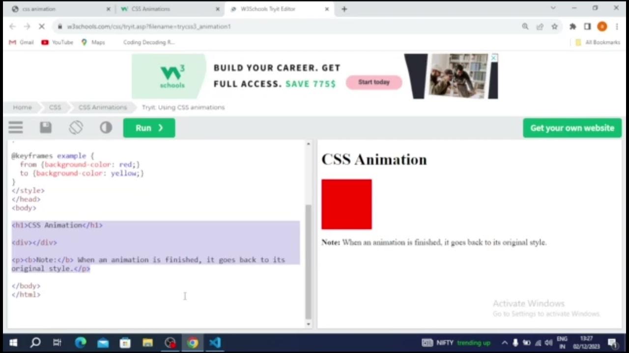 keyframes css animation!! css animation tutorial #viral #viralvideo 💯 - YouTube