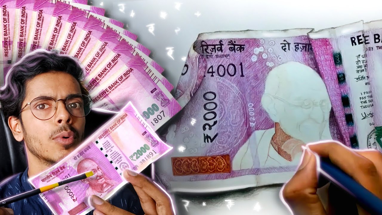 Drawing 2000 Rupee Indian note // Realisticallly satisfying - YouTube