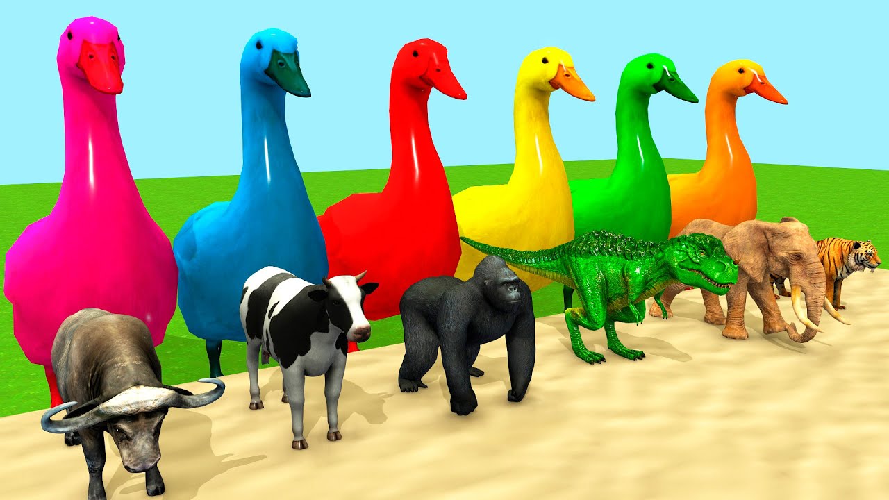 Duck cartoon vs gorilla vs rabbit vs pig vs elephant transformed into ...