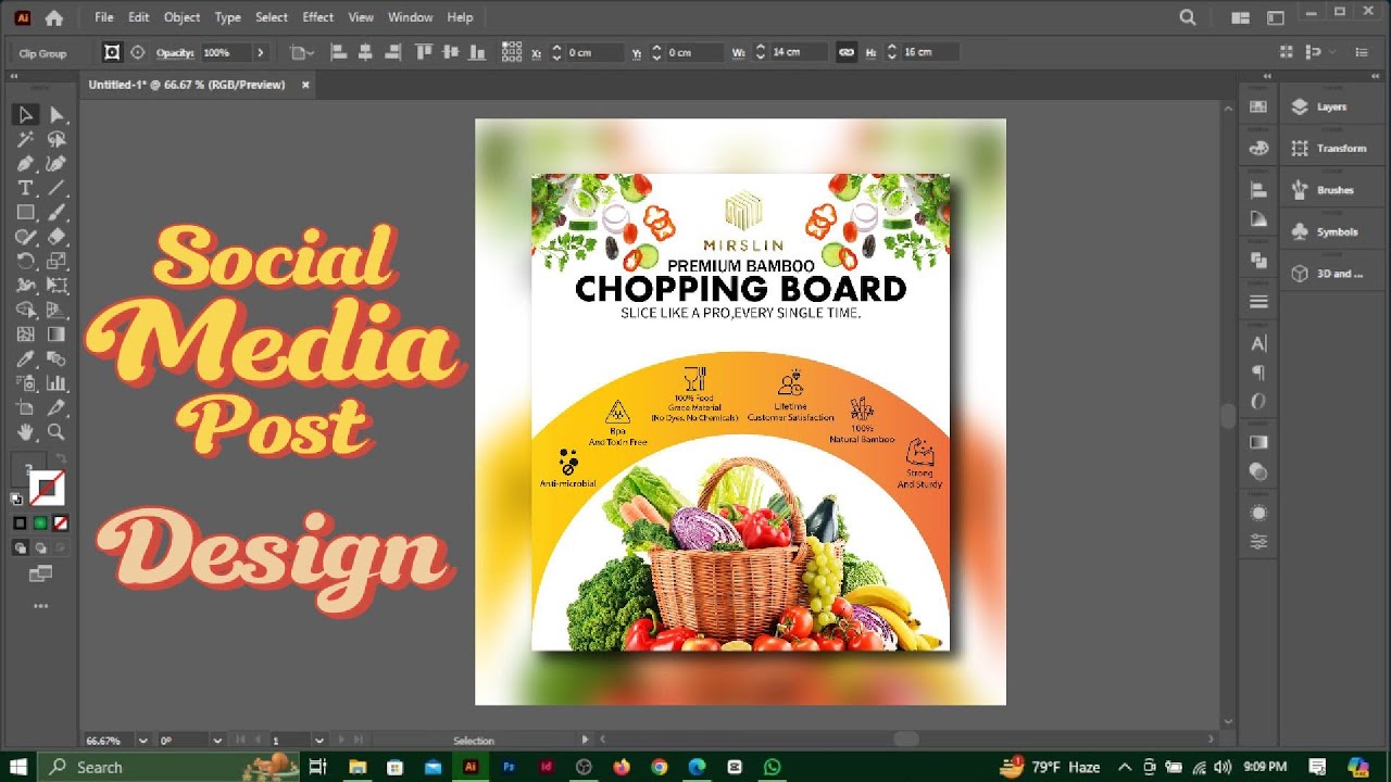 Premium Bamboo Chopping Board | Social Media Post Design Tutorial - YouTube