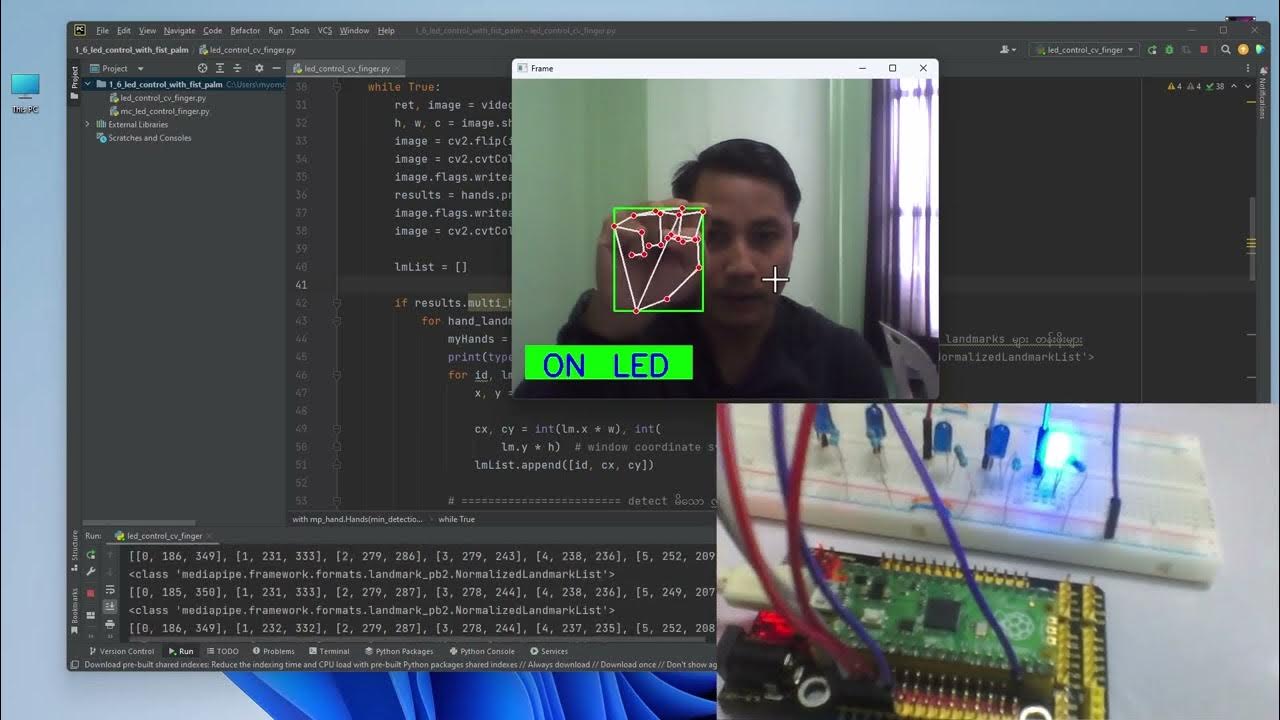 Control led with palm and fist using Opencv and raspberry Pi Pico - YouTube