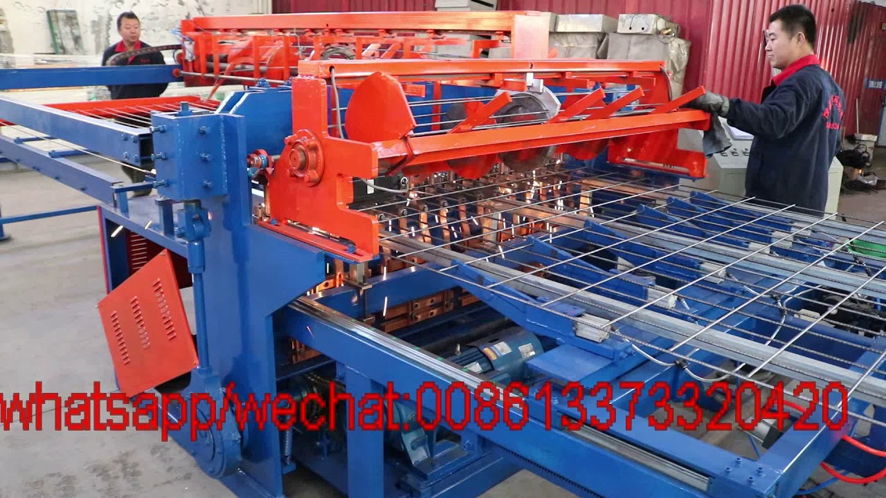 automatic wire feeding wire mesh welding machine for panels - YouTube