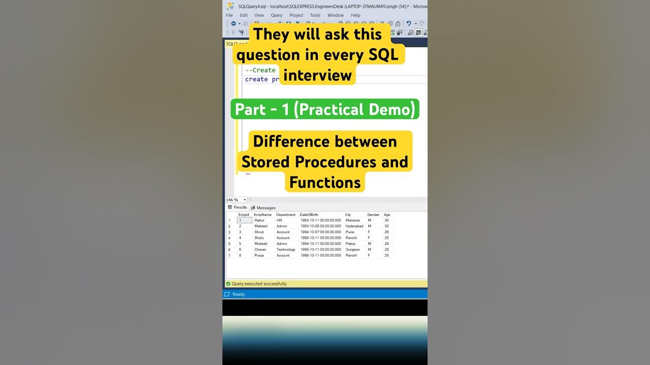Stored Procedures Vs Functions Practical Demo Shorts Sql Sqlqueries Coding Sqlinterview