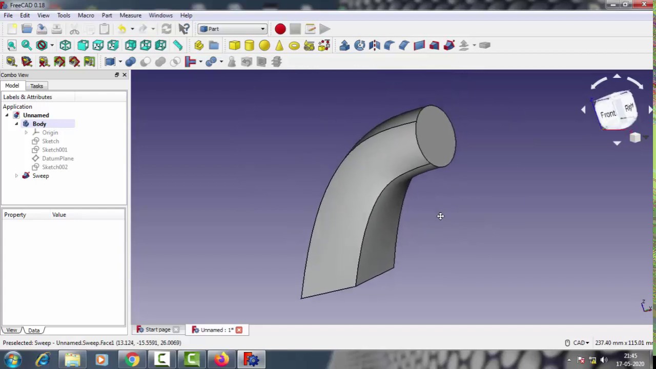 SWEEP...FREECAD TUTORIAL 4 - YouTube