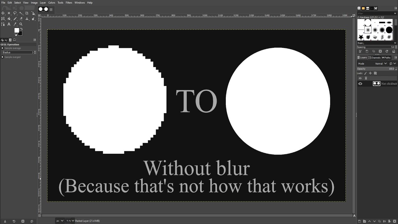 Smooth Jagged edges in GIMP without using blur - YouTube