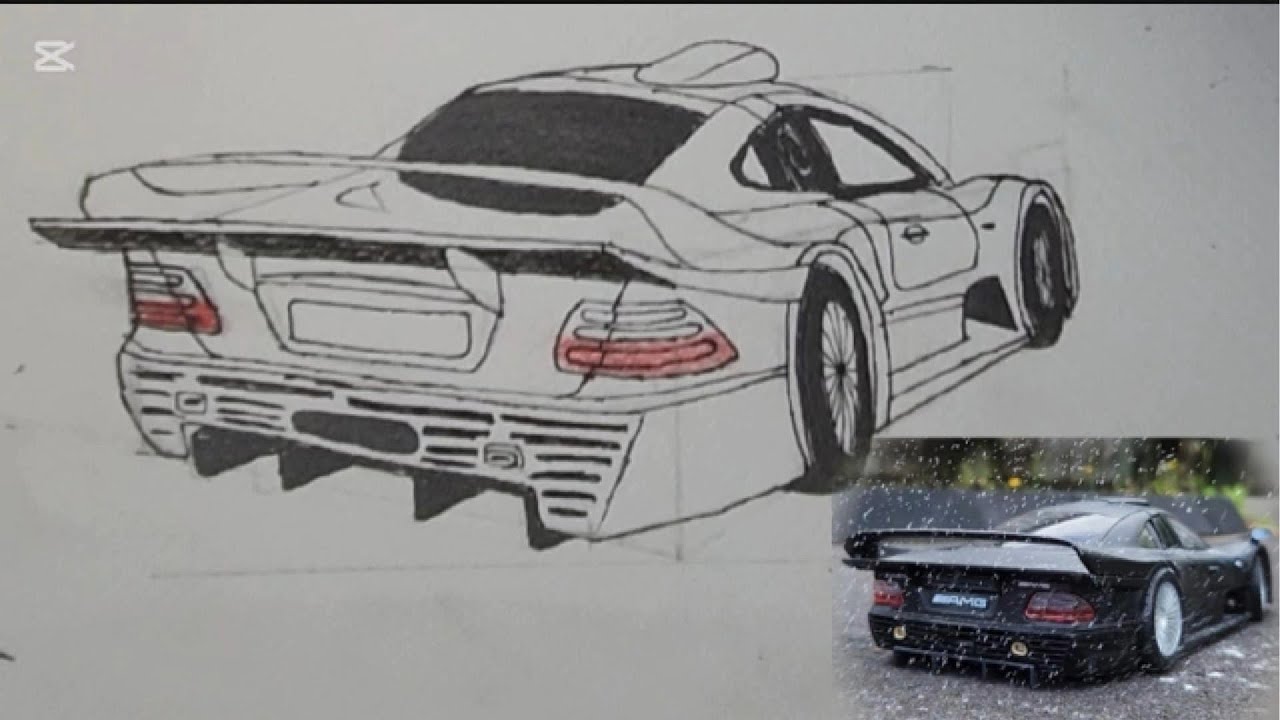 How to Draw Mercedes-Benz CLK GTR - YouTube