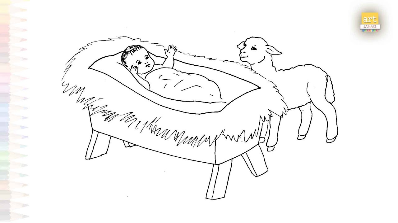 Baby Jesus lamb drawing easy | Christmas celebrations drawing | How to ...