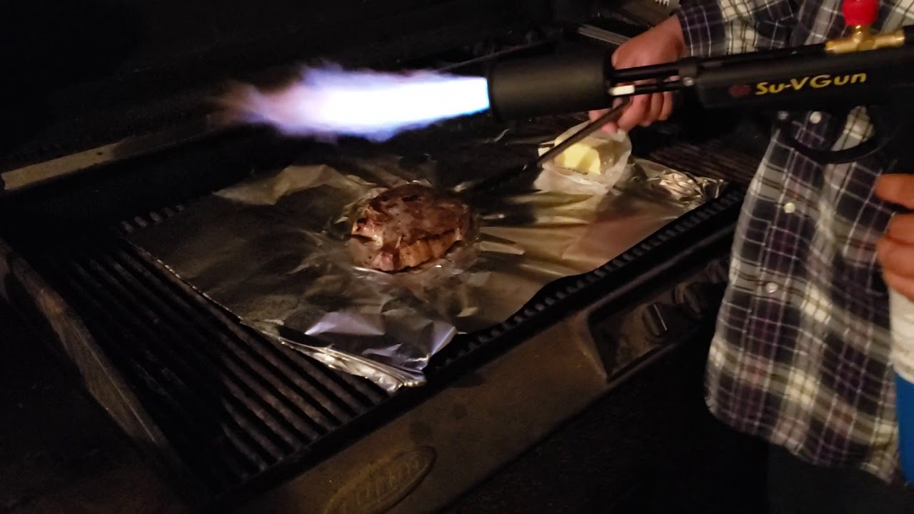 First ribeye with my Grillblazer sous vide grill gun - YouTube
