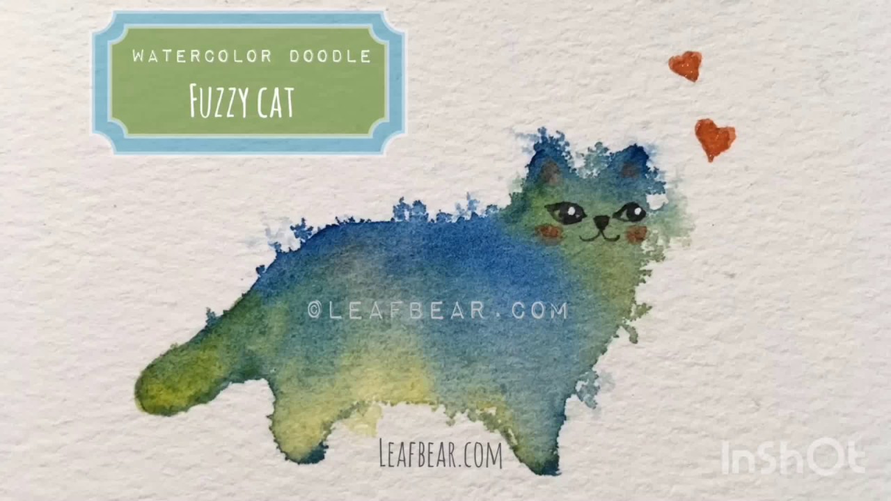 [ Watercolor Doodle ] - How to paint a fuzzy cute cat in watercolor ...