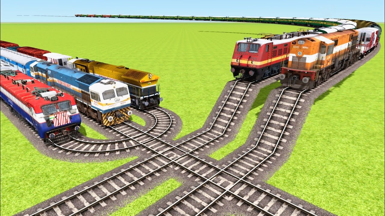 5 TRAINS CRISSCROSSED ON SHARP U TURN AND OTHER FLYING RAILROAD ️ Train ...