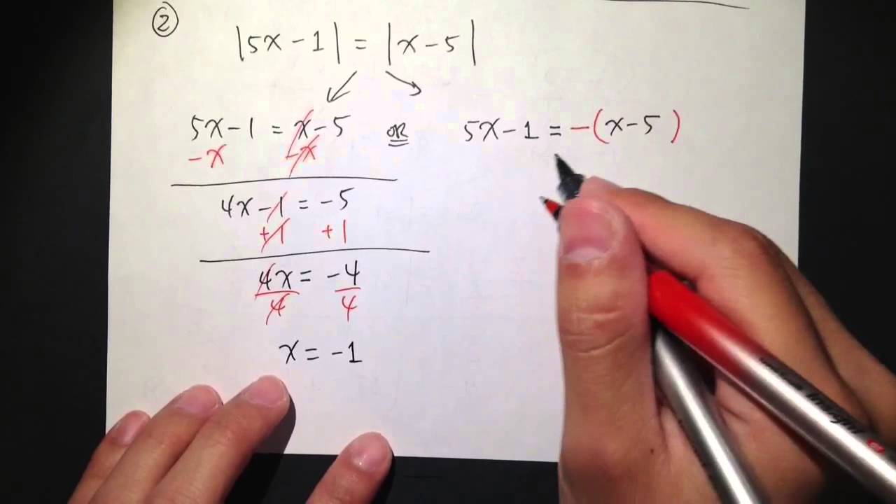 Equations with Two Absolute Values (ex2) - YouTube