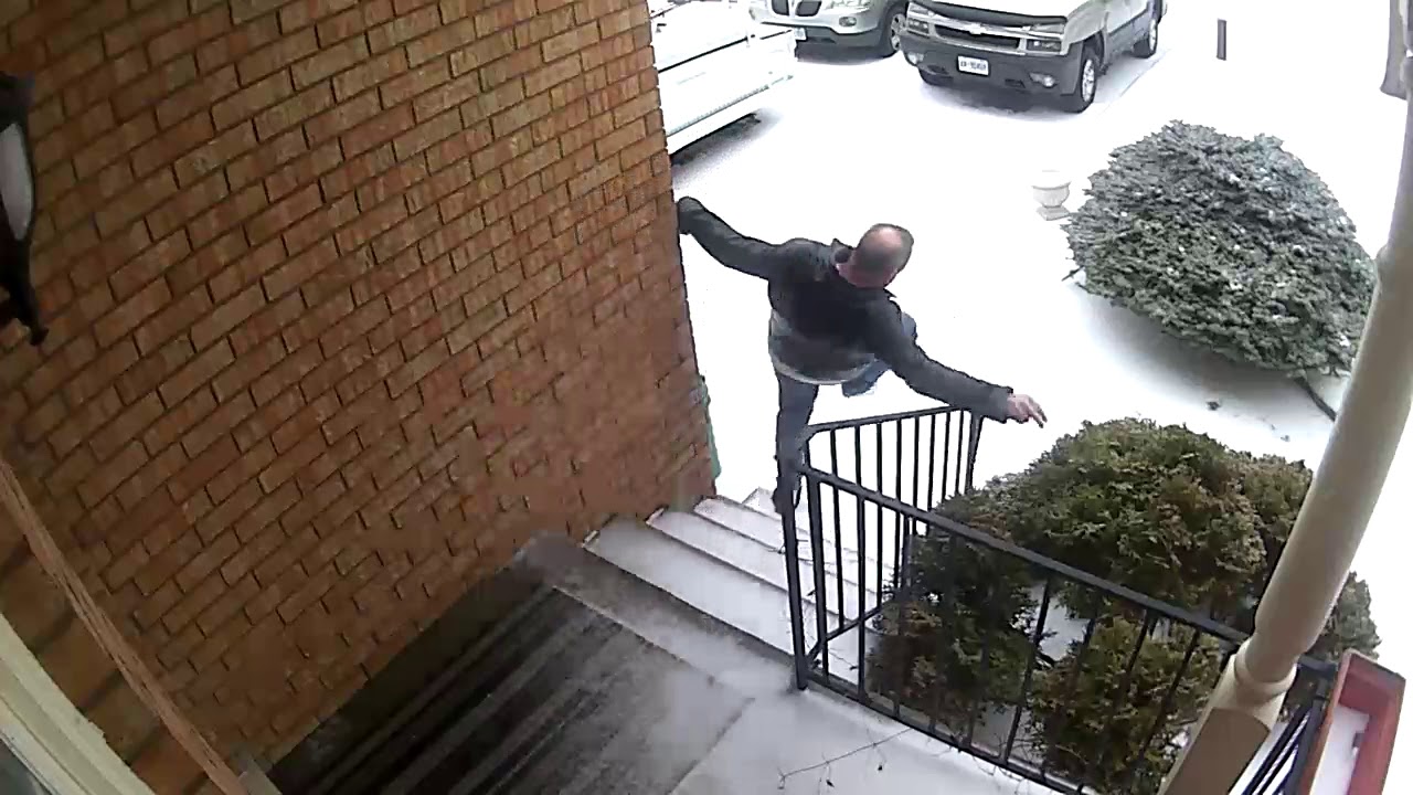 Guy falls down stairs- Stair fail! - YouTube