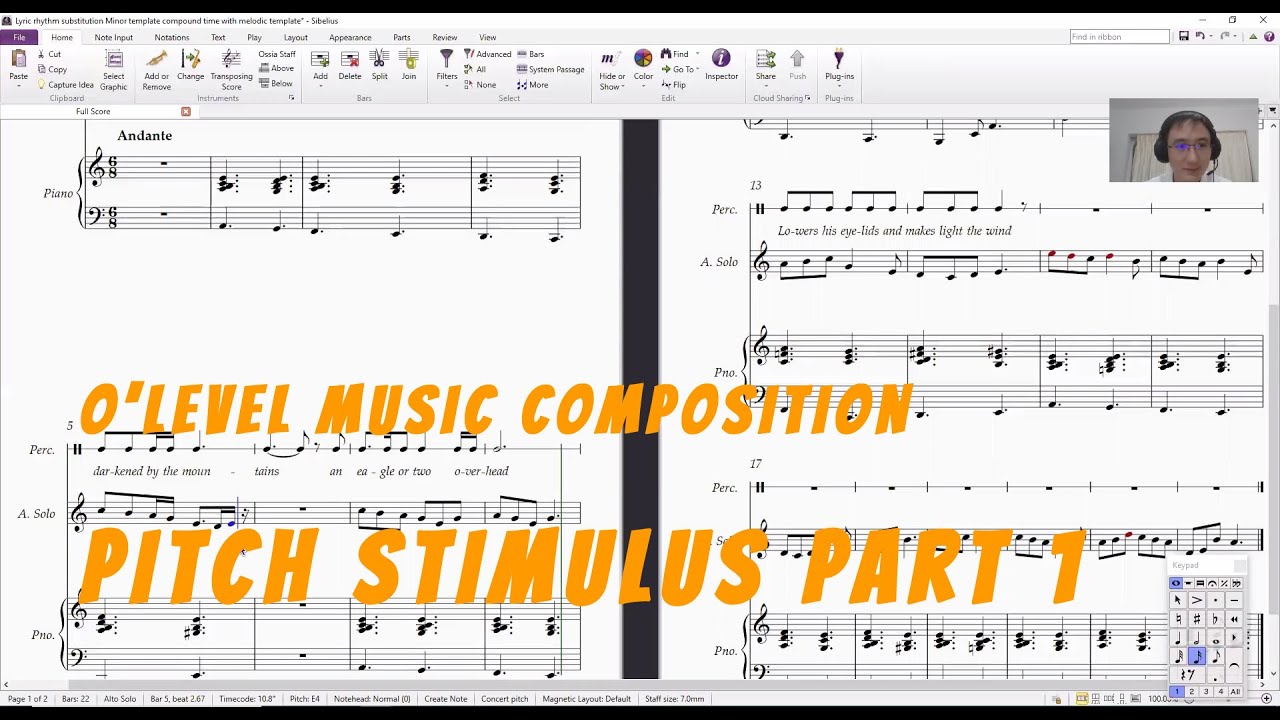 Singapore O'level Music Composition Pitch Stimulus Pt1: 3-minute piece ...