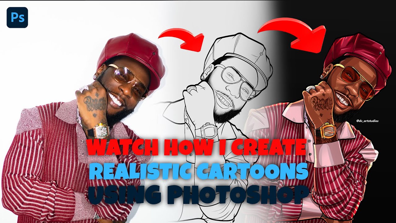 Freestyling on Burna Boy's Cartoon Character Photoshop Tutorial - YouTube