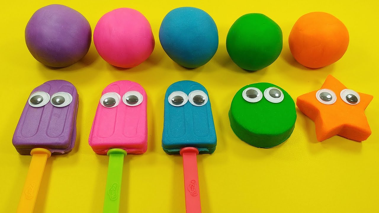 Play-Doh colorful popsicles. Toy star from modeling clay. Learn colors ...