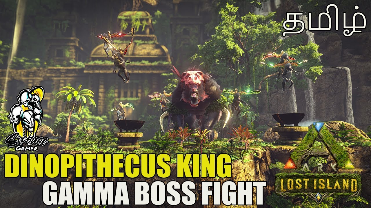 Gamma Dinopithecus King Boss Fight | Lost Island Map | Ark Survival ...