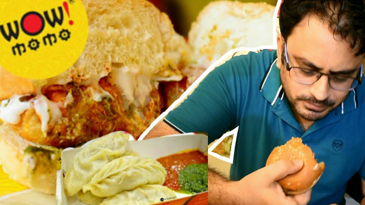 Wow Momo Chicken Moburg 2@ ₹99 Review ...Steamed chicken momo @₹129 ...