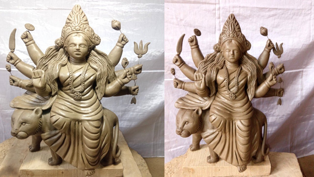 durga murti making||मिट्टी से शेरावाली माता बनाने का तरीका - YouTube