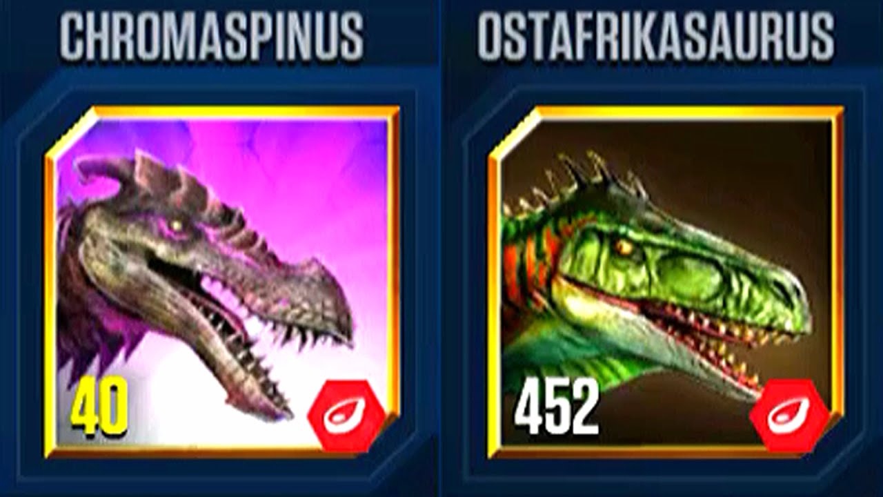 CHROMASPINUS VS OSTAFRIKASAURUS | JURASSIC WORLD THE GAME - YouTube