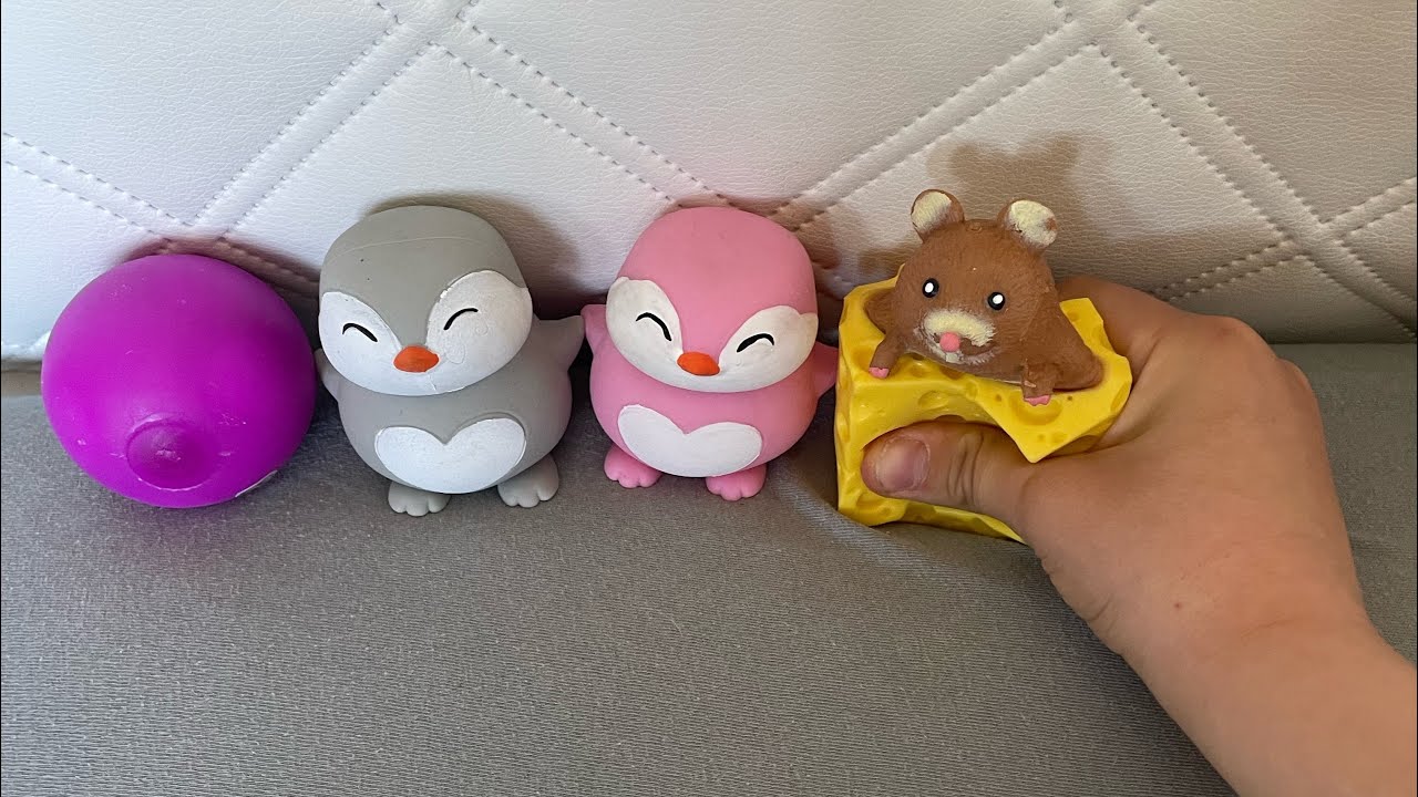 Unboxing: 2 squishy penguins 🐧, purple squeeze ball and a squeeze mouse ...