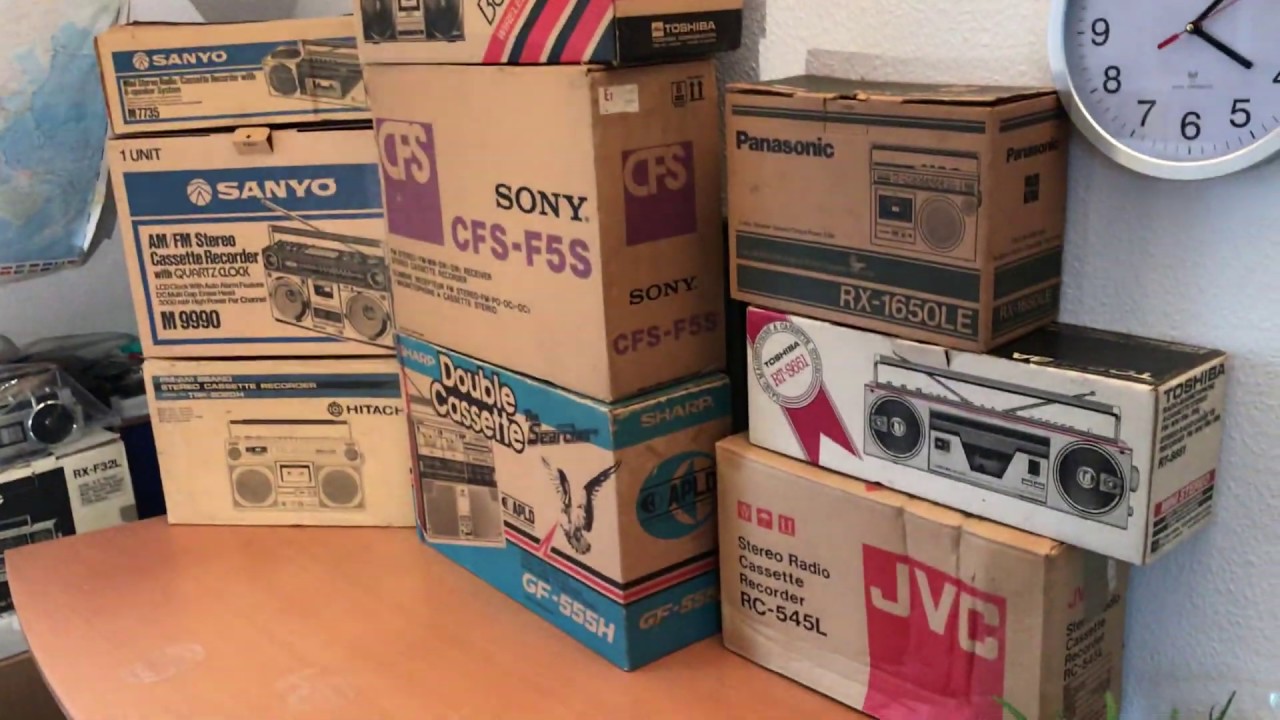 Boombox collection paper boxes stereo 80s Panasonic JVC Toshiba SANYO ...