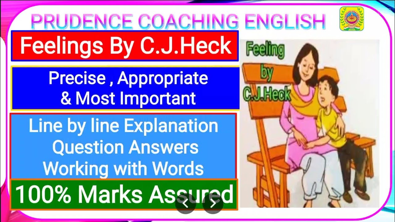 Feelings Question Answer class 8 | Feelings by CJ Heck | Feelings Poem ...